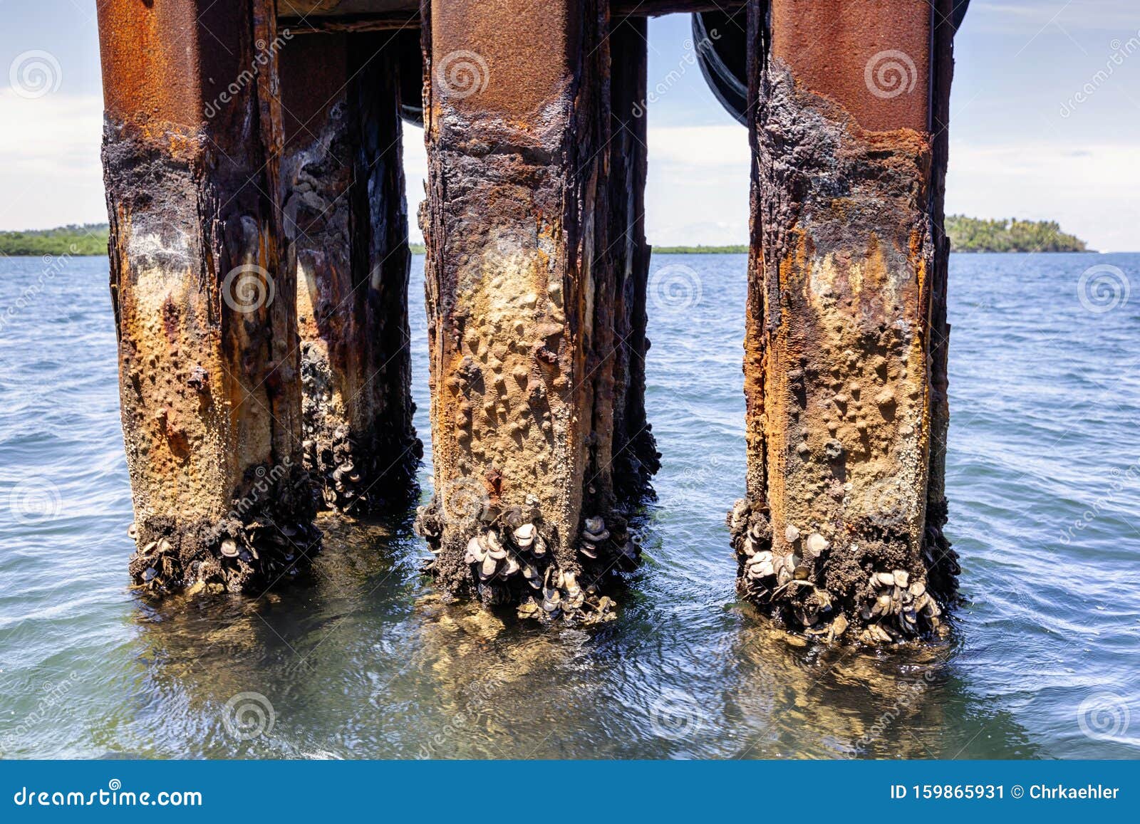 Old and Rusty Pillar with Shells Stock Image - Image of rusty, color ...