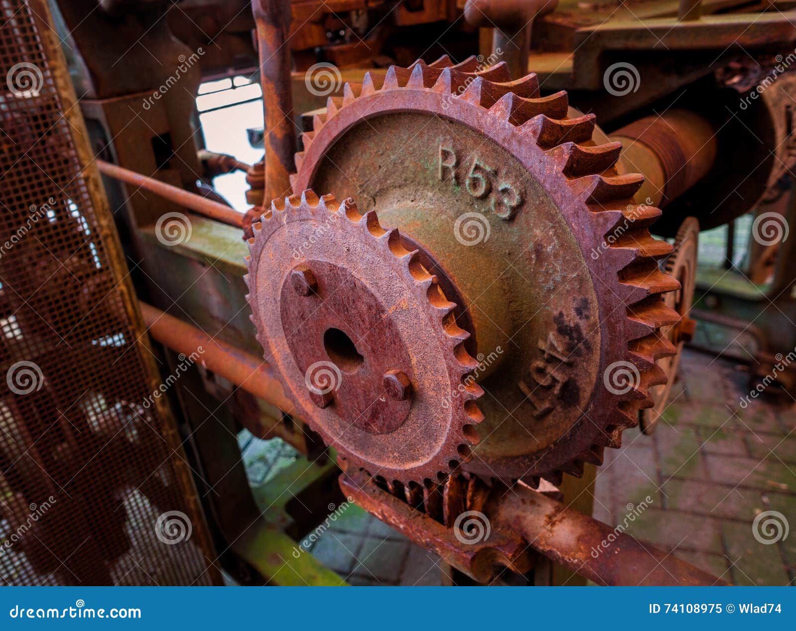 Old and Rusty Pinion Gear of a Machine in Factory Stock Image - Image ...