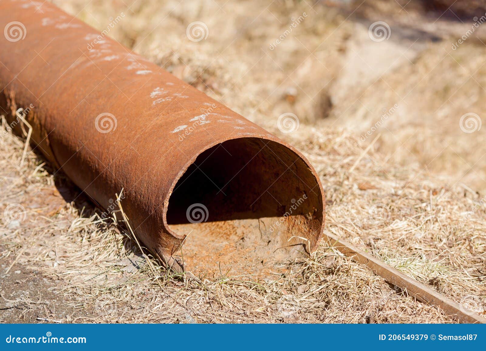 Old Rusty Pipe. Large Metal Rusted Pipe Stock Image - Image of rusty ...