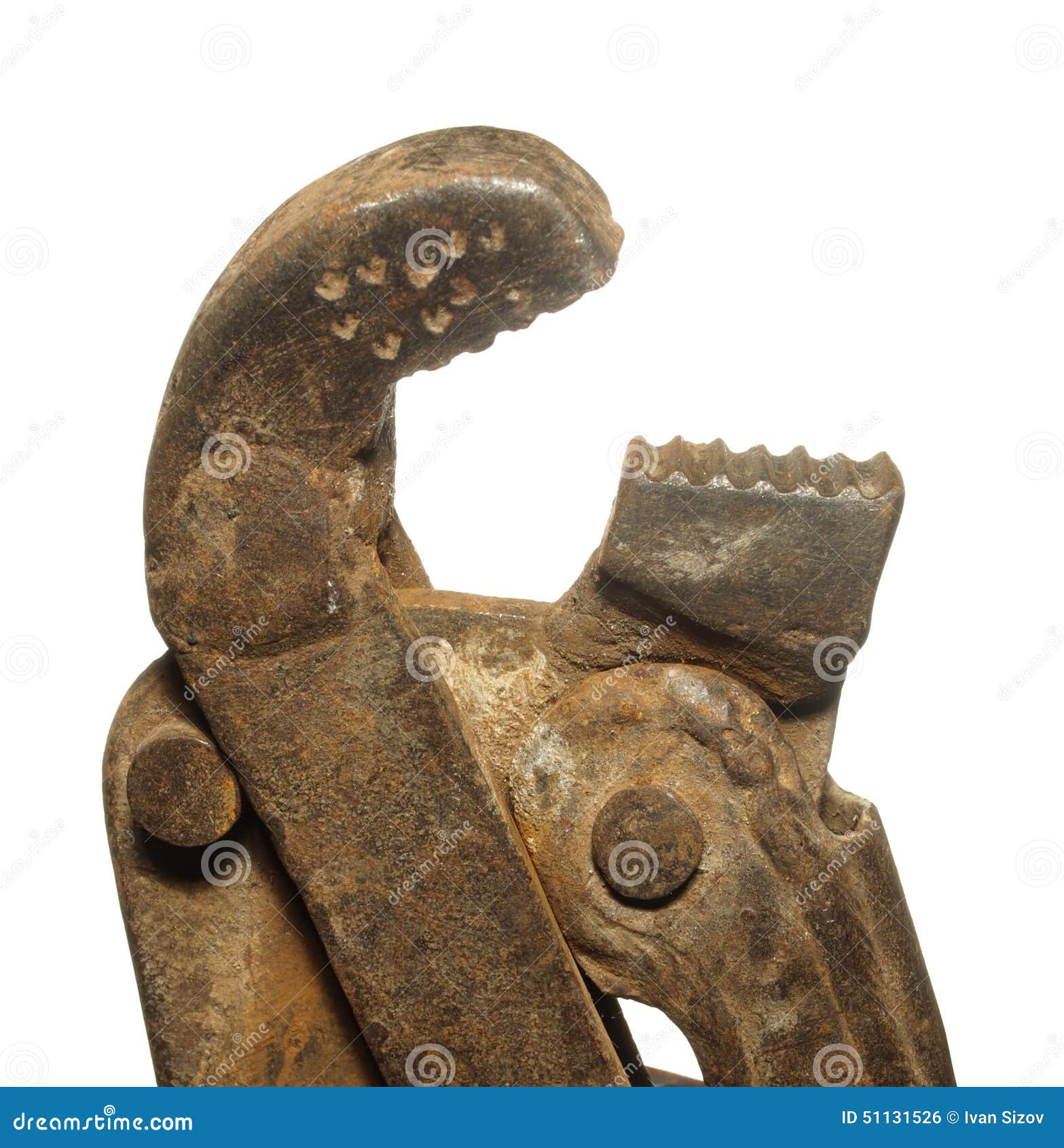 Old Rusty Pipe Wrench Isolated on White Background. Stock Photo - Image ...