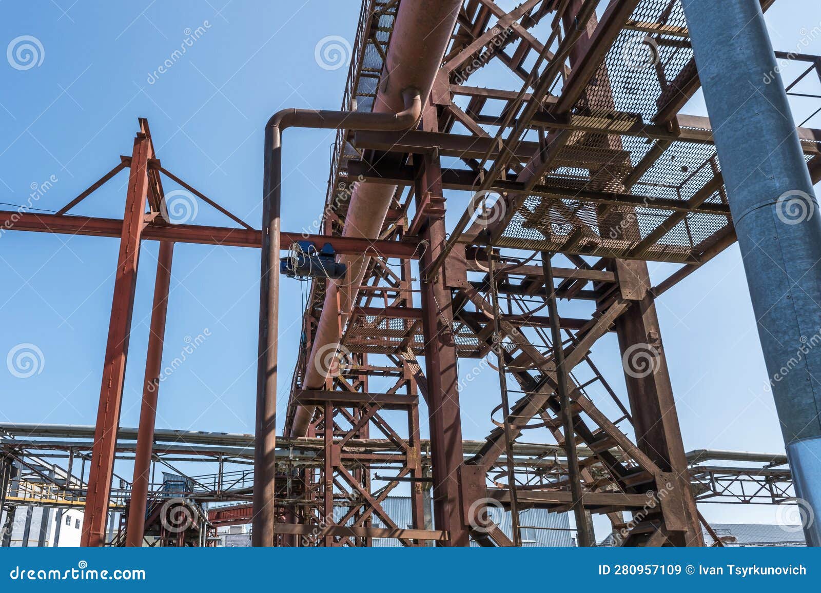 Old Rusty Pipes, Ladders and Frames and Metal Inside an Industrial ...