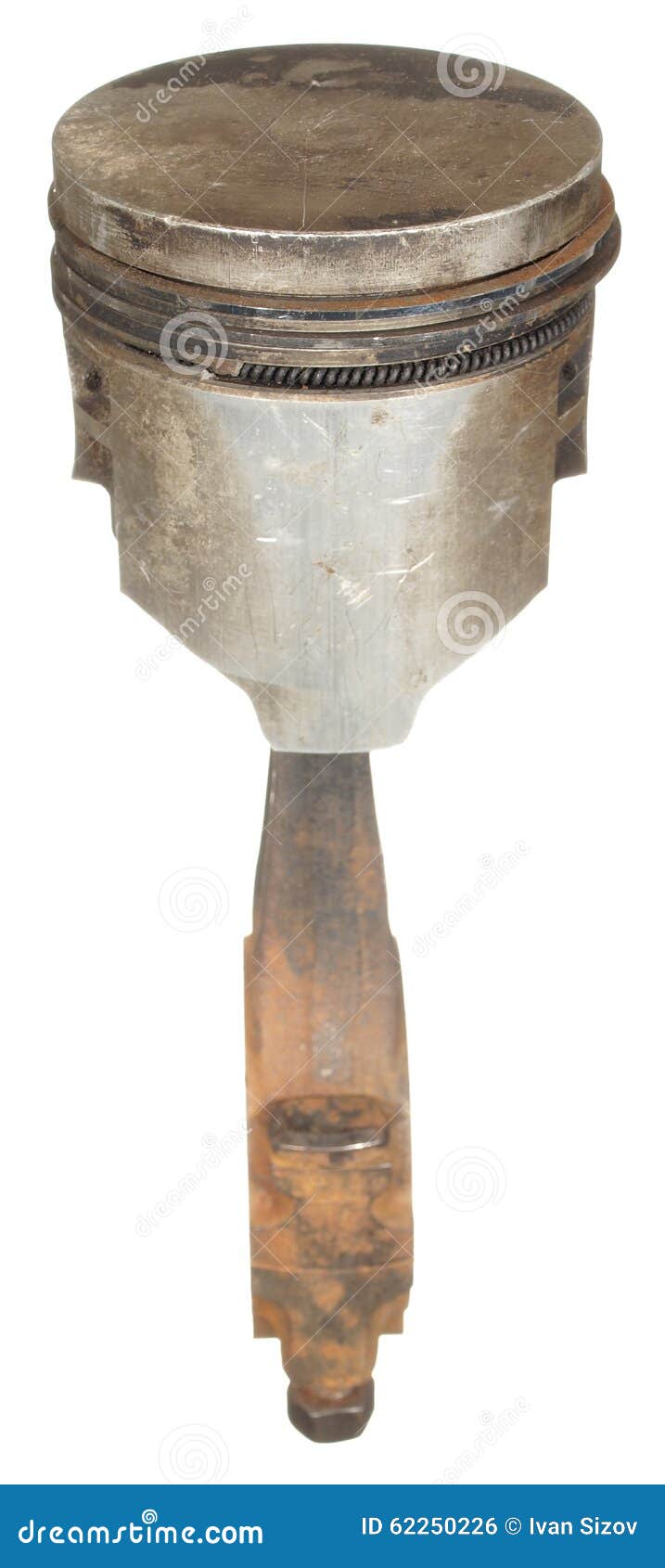 The Old Rusty Piston with a Rod Isolated on a White Background Stock ...