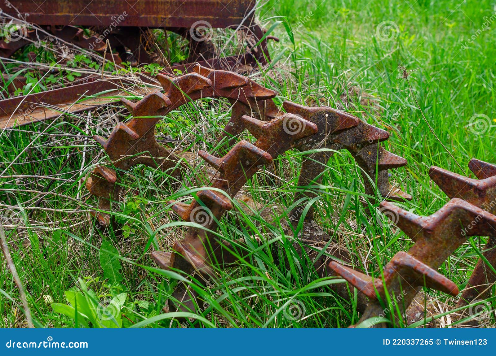 Old Rusty Plows in the Grass Abandoned on the Field Stock Image - Image ...