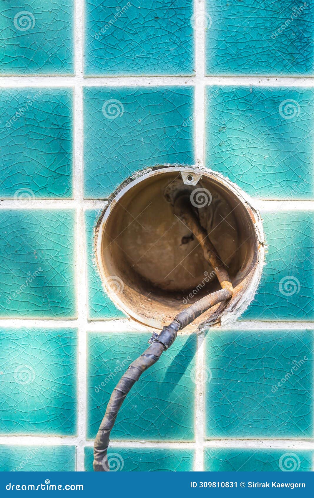 Old and Rusty Pool Light Hanging from Swimming Pool Wall Stock Image ...