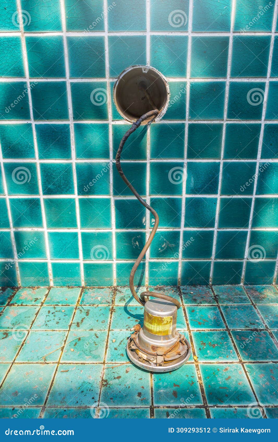 Old and Rusty Pool Light Hanging from Swimming Pool Wall, Illumination ...