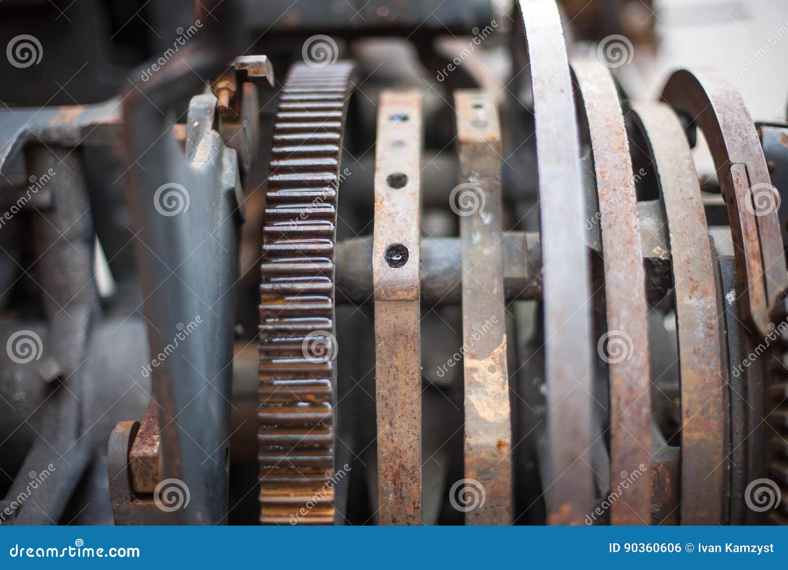 Old Rusty Printing Machine Complex Mechanism of Metal Stock Photo ...