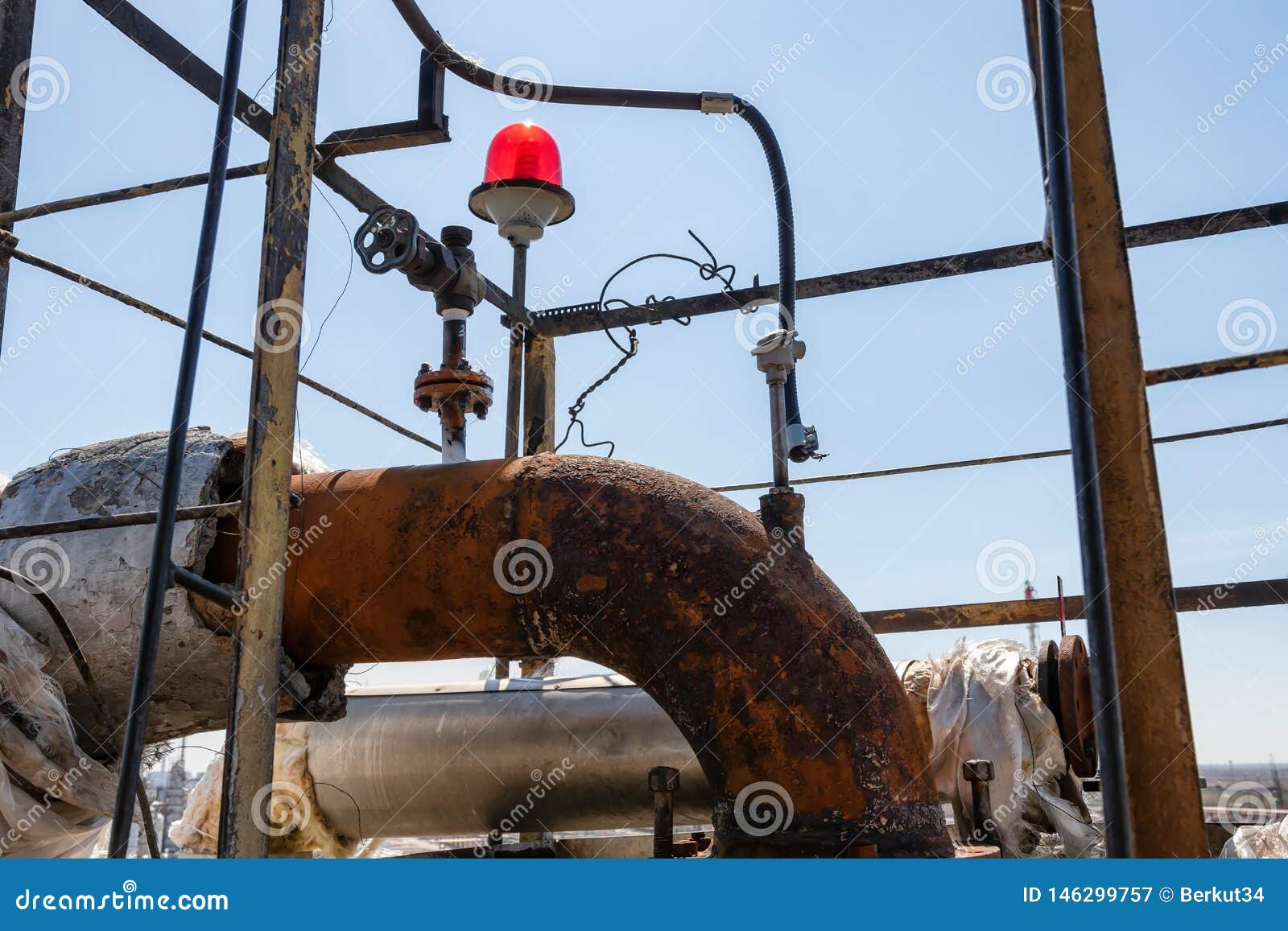 Old Rusty Process Pipelines in Refinery Stock Image - Image of factory ...