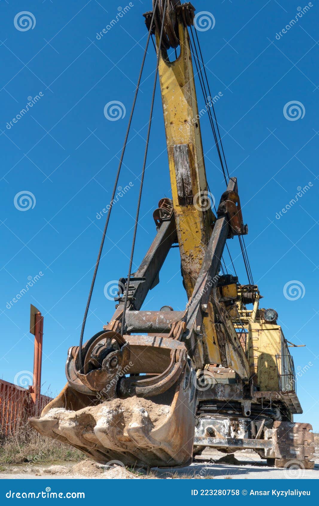 An Old Rusty Quarry Excavator Is Located On The Territory Of A Mining ...