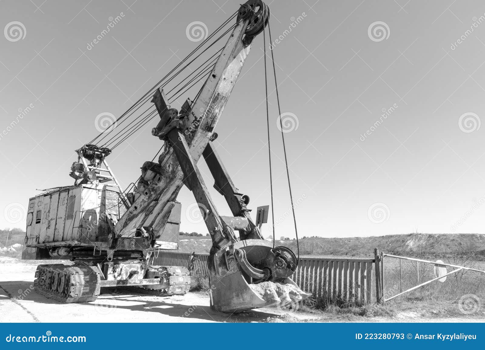 An Old Rusty Quarry Excavator is Located on the Territory of a Mining ...