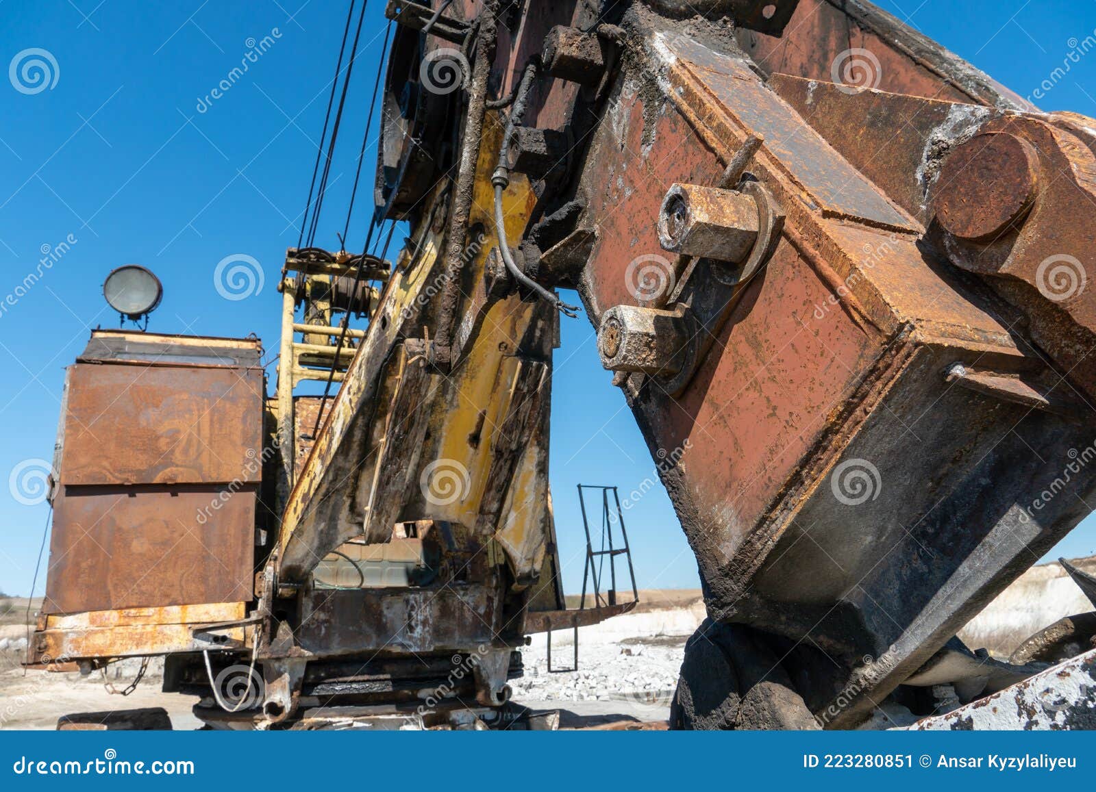 An Old Rusty Quarry Excavator Is Located On The Territory Of A Mining ...