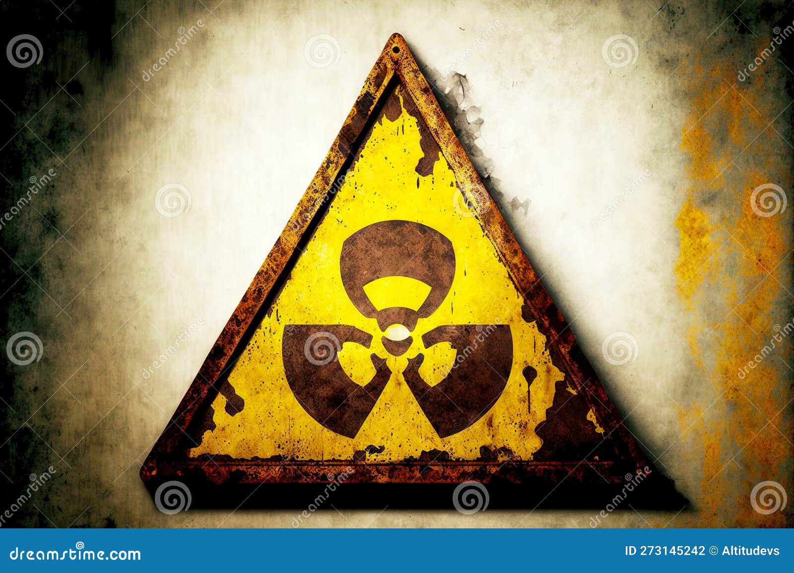 Old Rusty Radiation Hazard Sign Attached To Wall Stock Illustration ...