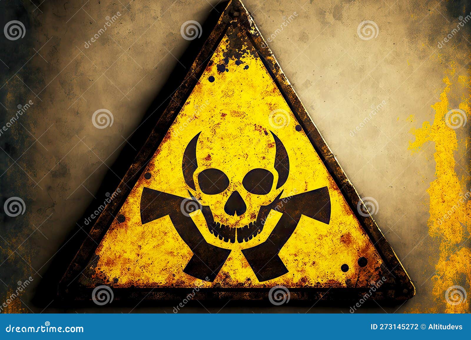Old Rusty Radiation Hazard Sign Attached To Wall Stock Photo - Image of ...