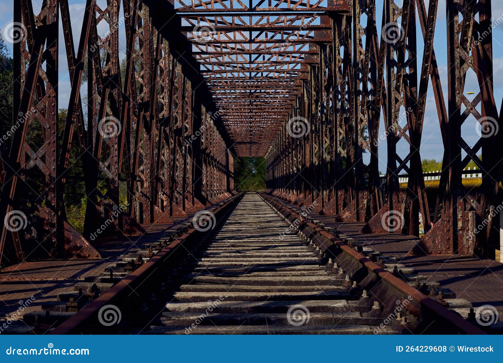 Old rusty railroad bridge stock photo. Image of transportation - 264229608