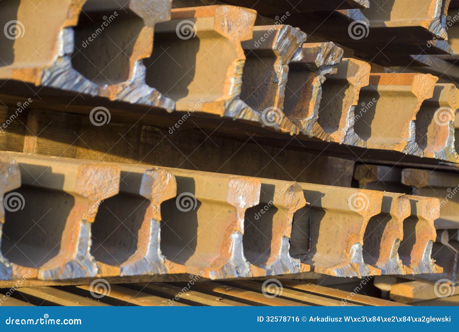 Rusty Rails. Terrible Smell Rotten Old Ties With Phenol Asphalt Paint ...