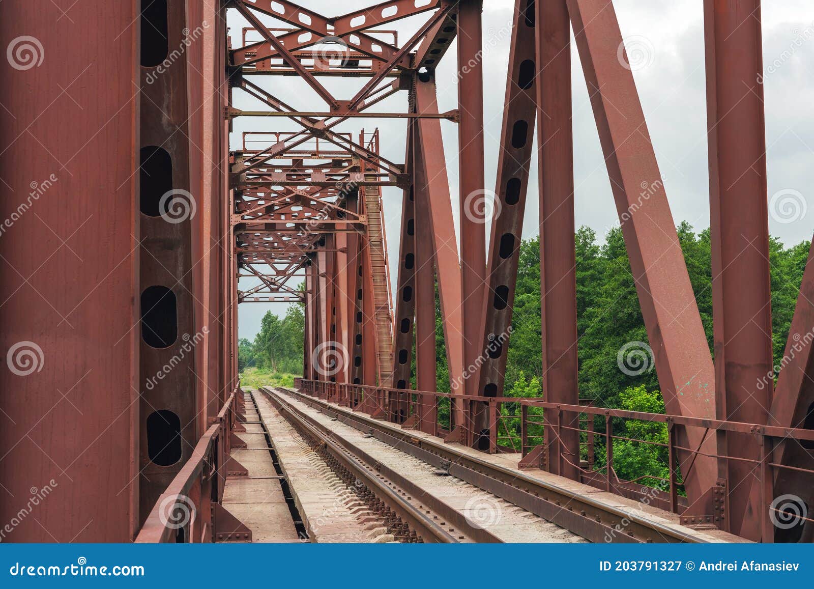 Old Rusty Railway Bridge Over the River Stock Image - Image of ...