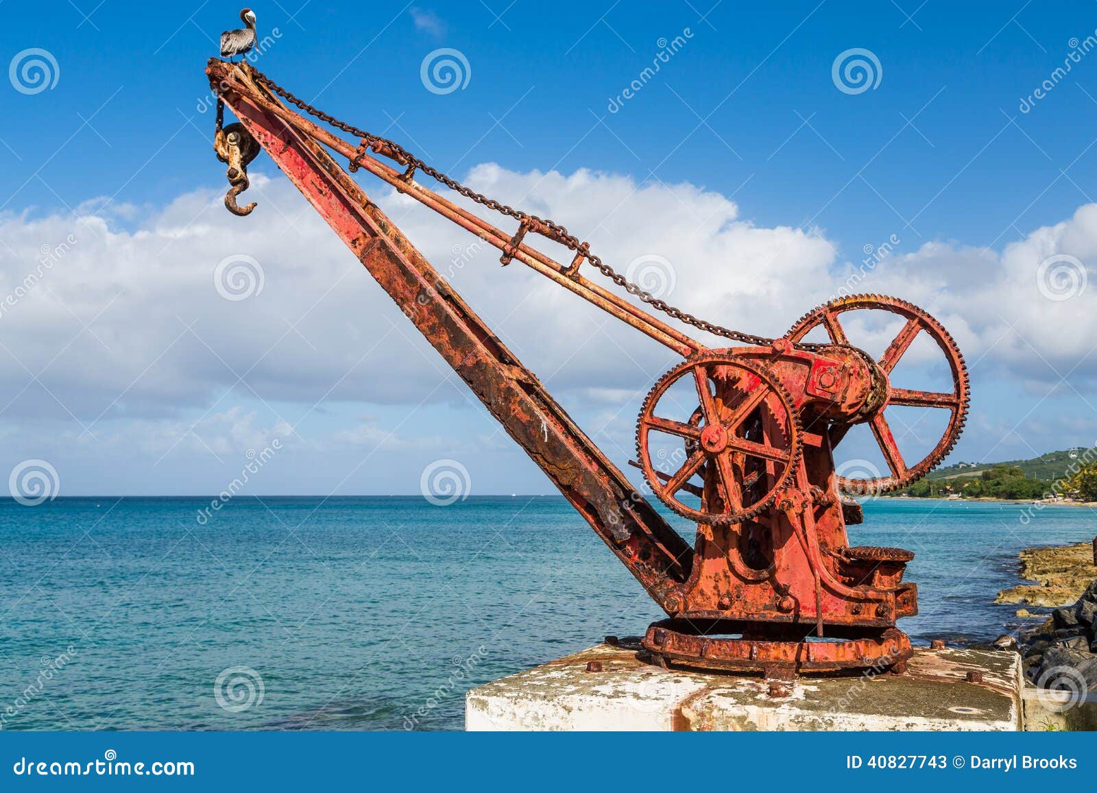 Old Rusty Red Crane in St Croix Stock Image - Image of cargo, port ...
