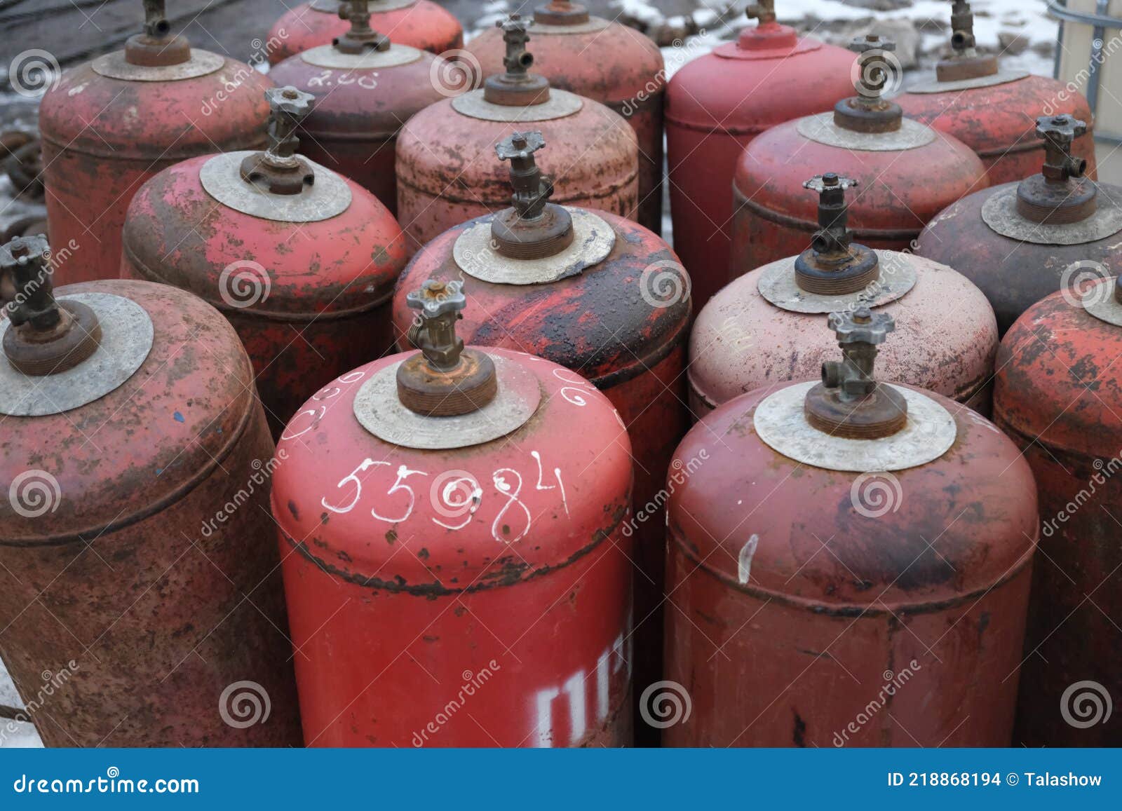 Old Rusty Red Propane Tanks Editorial Stock Image - Image of vintage ...