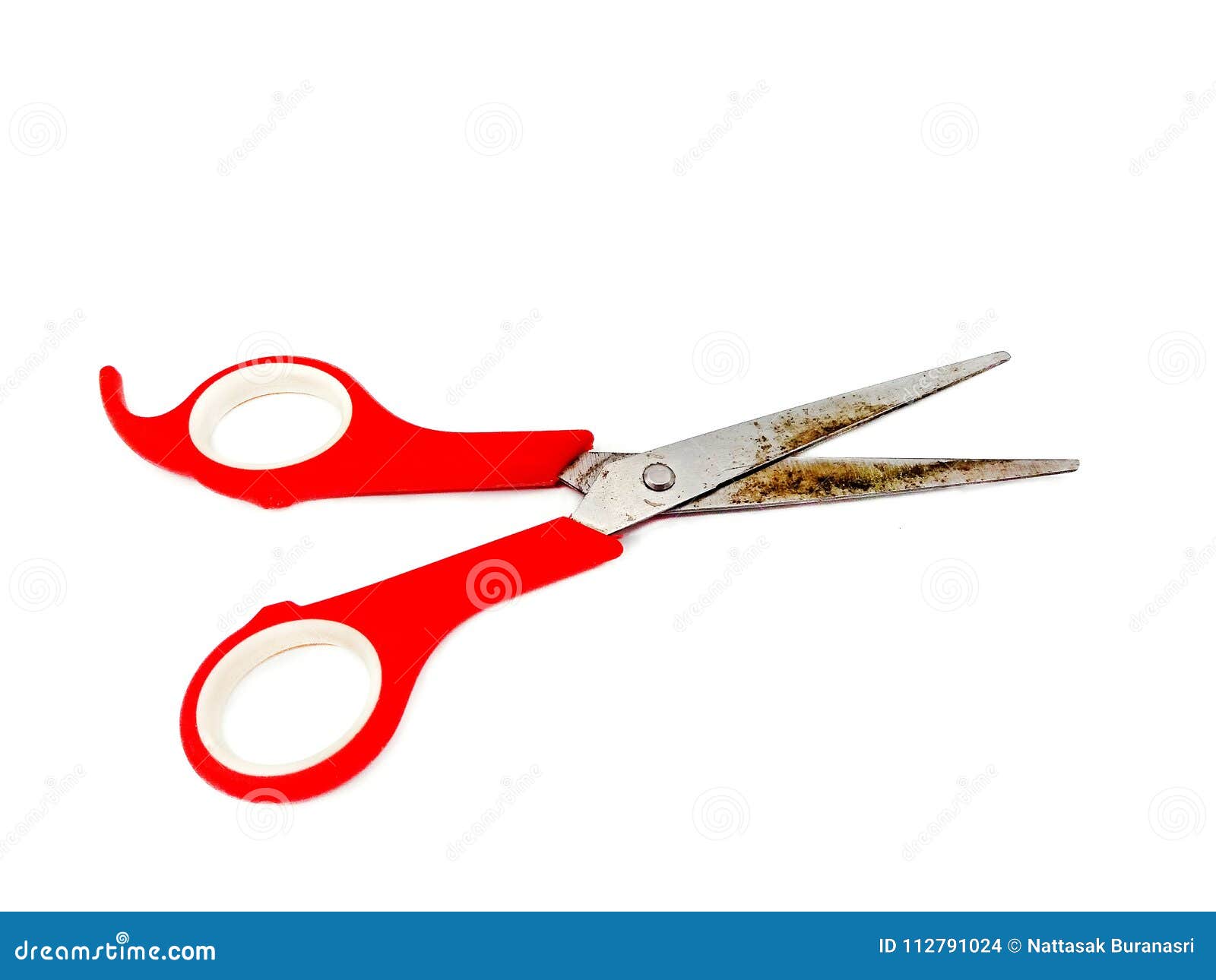 Old Rusty Red Scissors Isolated on White Background Stock Photo - Image ...