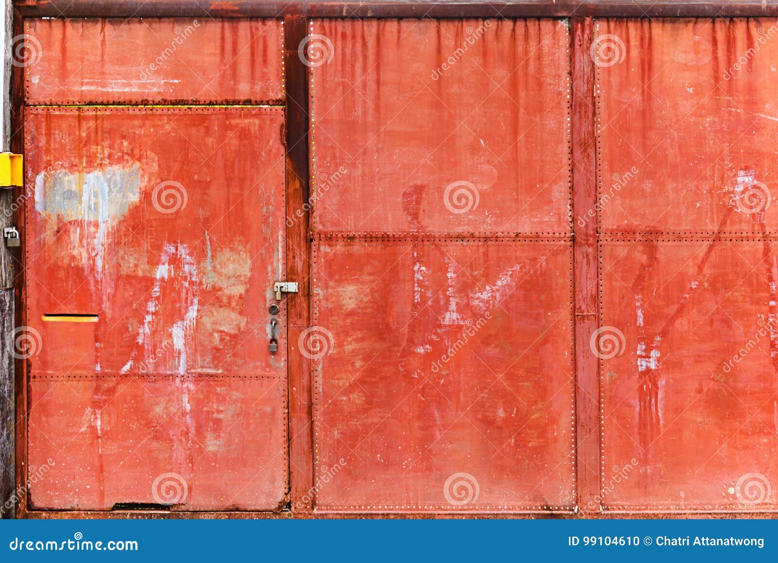 Old Rusty Red Steel Front Gate Stock Photo - Image of heavy, closeup ...