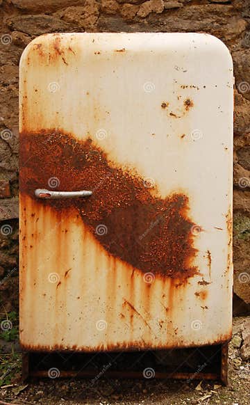 Old rusty refrigerator stock image. Image of dark, container - 4366535