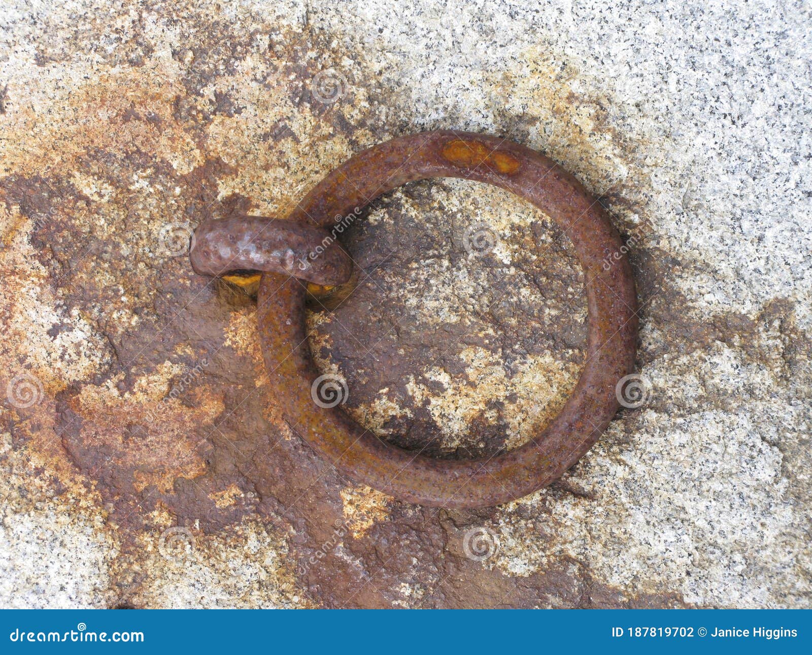 Old Rusty Ring and Hinge Embeded in Stone Stock Photo - Image of hinged ...