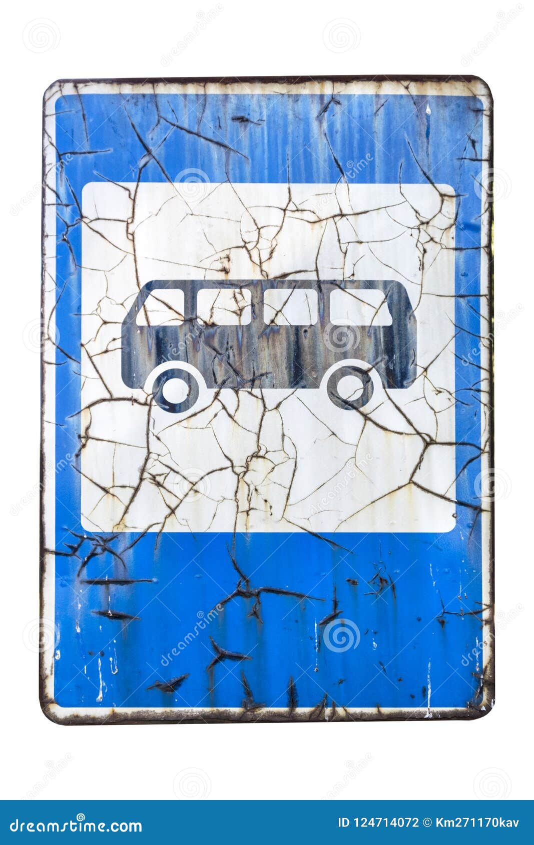 Old Rusty Road Sign `Bus Stop` Isolated on White. Stock Vector ...