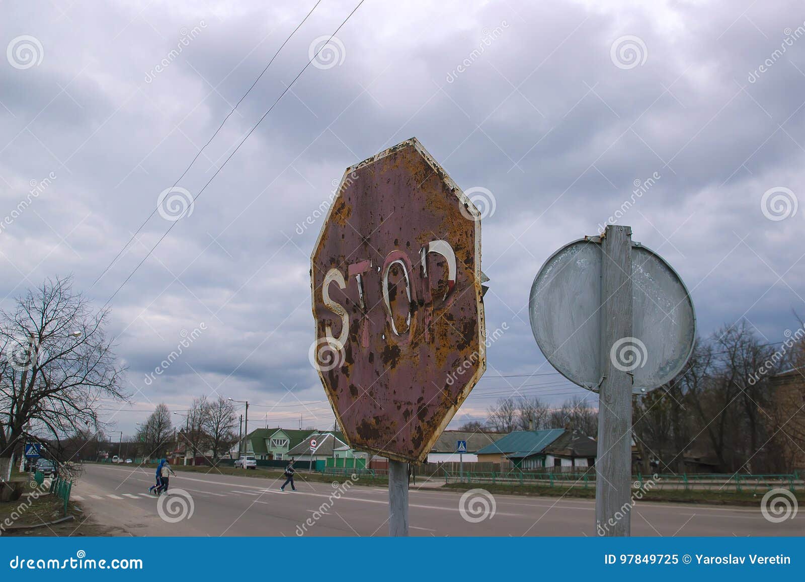 Old Rusty Road Sign Consumed by the Time Stock Image - Image of damaged ...
