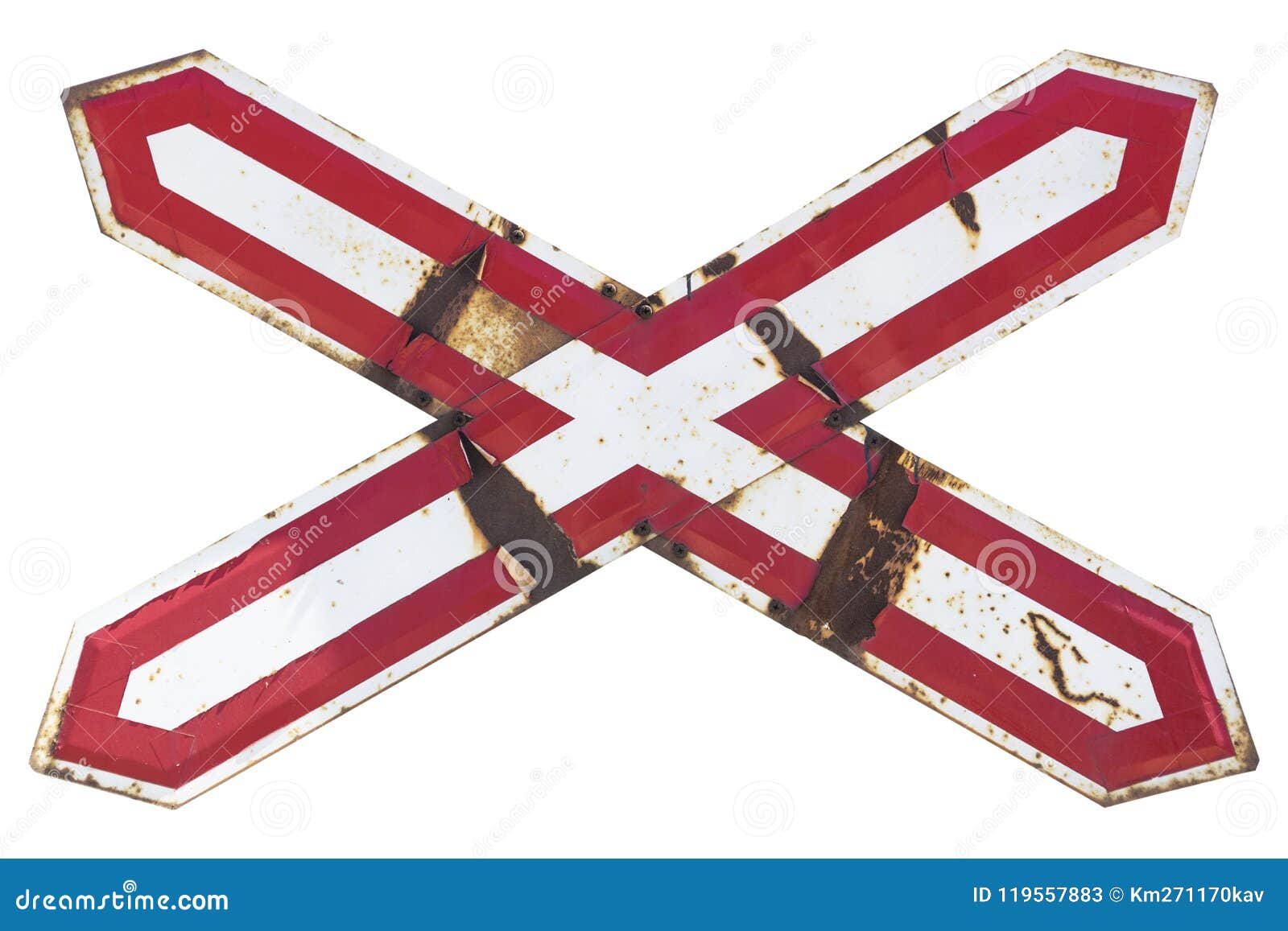 Old Rusty Road Sign `Railroad Crossing` Isolated on White Stock Vector ...