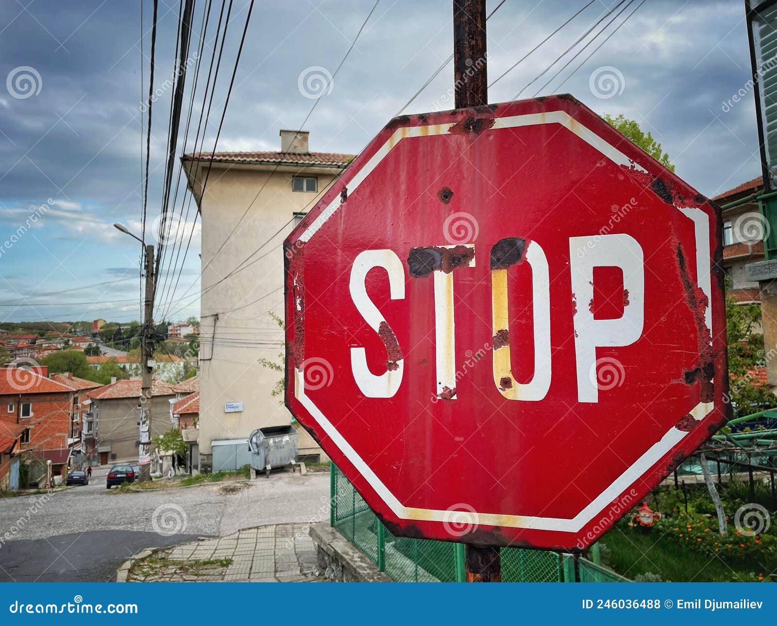 Old rusty road sign Stop stock photo. Image of stop - 246036488