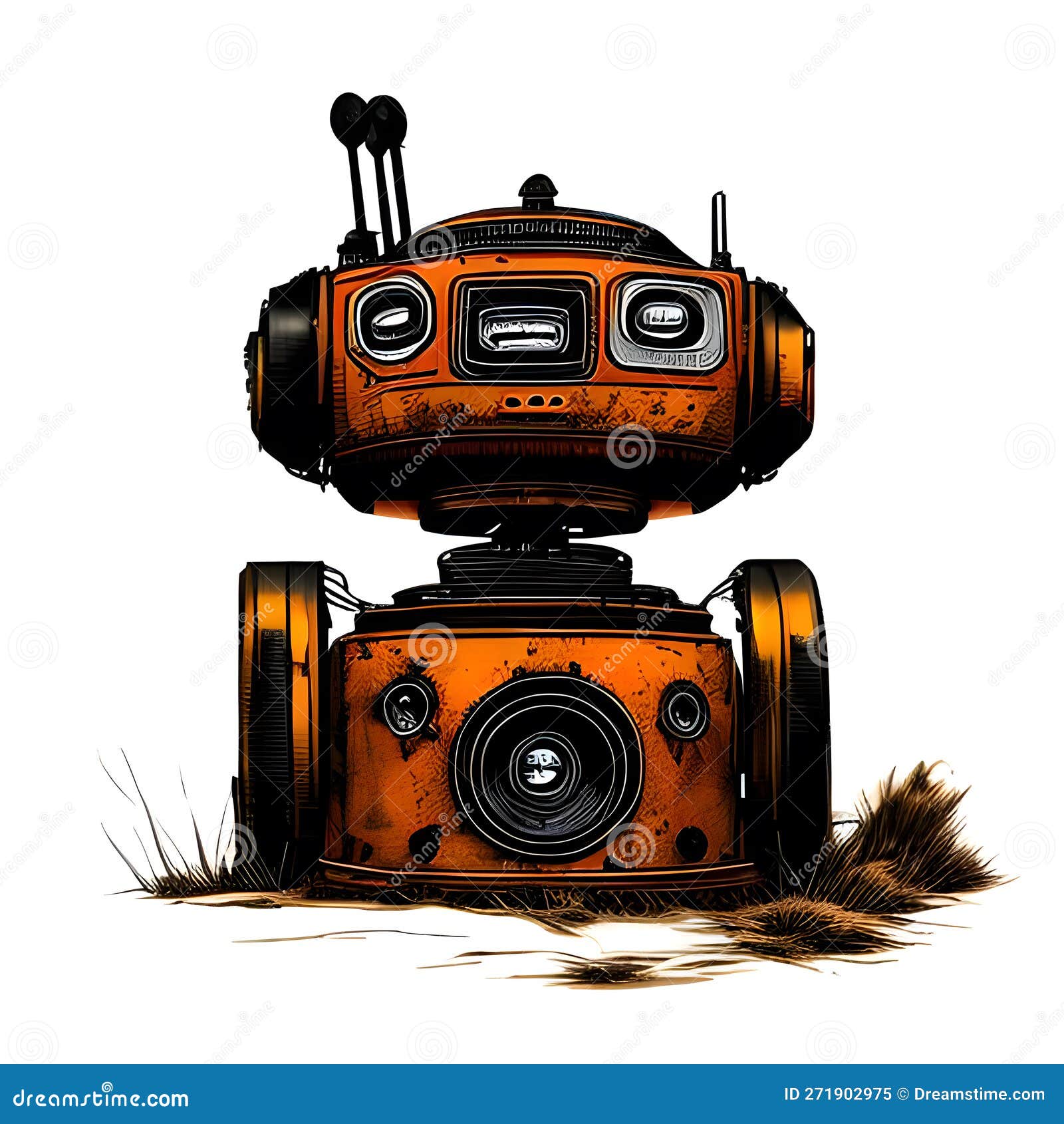 Old Rusty Robot on the Scrapheap Stock Illustration - Illustration of ...