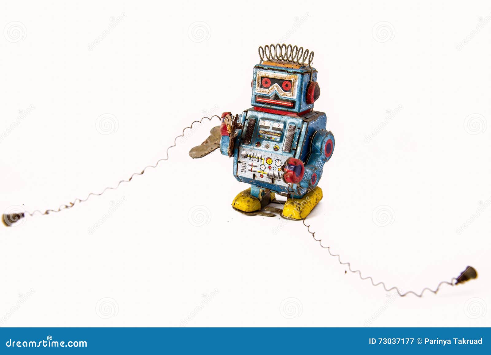 Old Rusty on Robot Toy on Background Stock Image - Image of futuristic ...