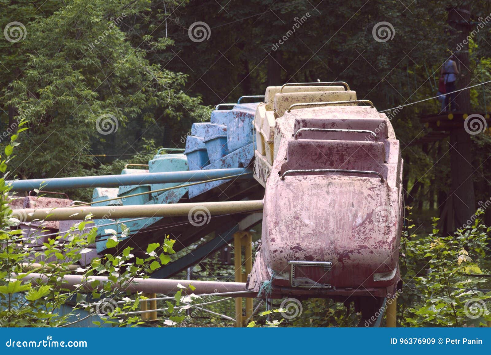 Old Rusty Roller Coaster in an Abandoned Park with a Hot Summer Stock ...