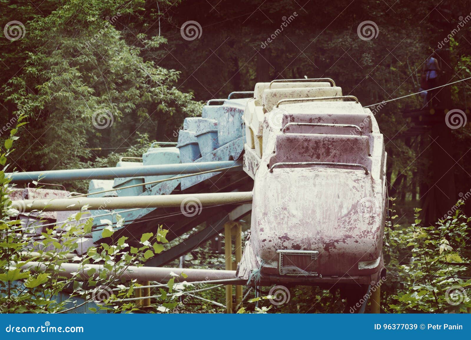 Old Rusty Roller Coaster in an Abandoned Park with a Hot Summer Stock ...