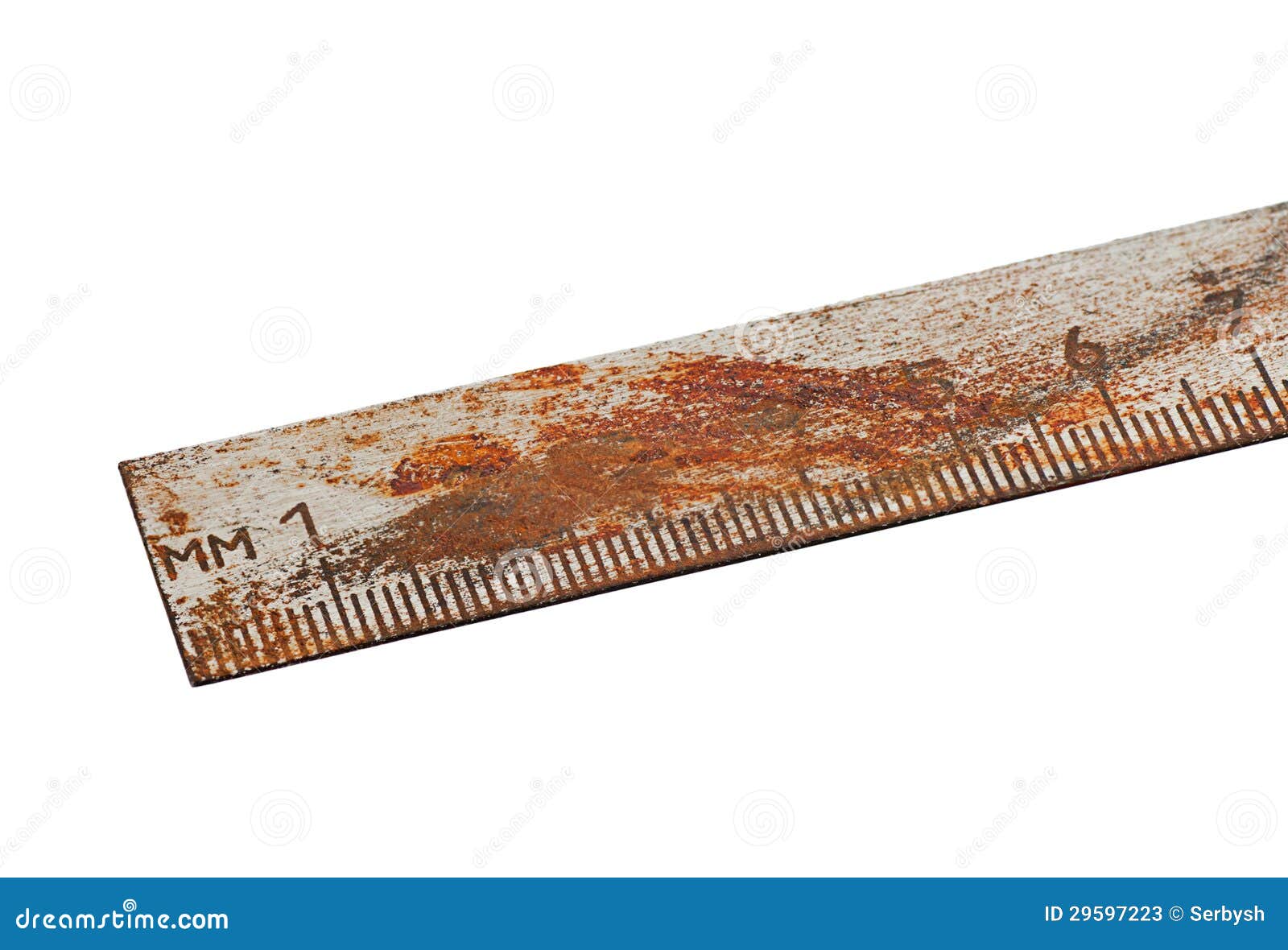 Old Rusty Ruler, Isolated on a White Stock Image - Image of beam ...