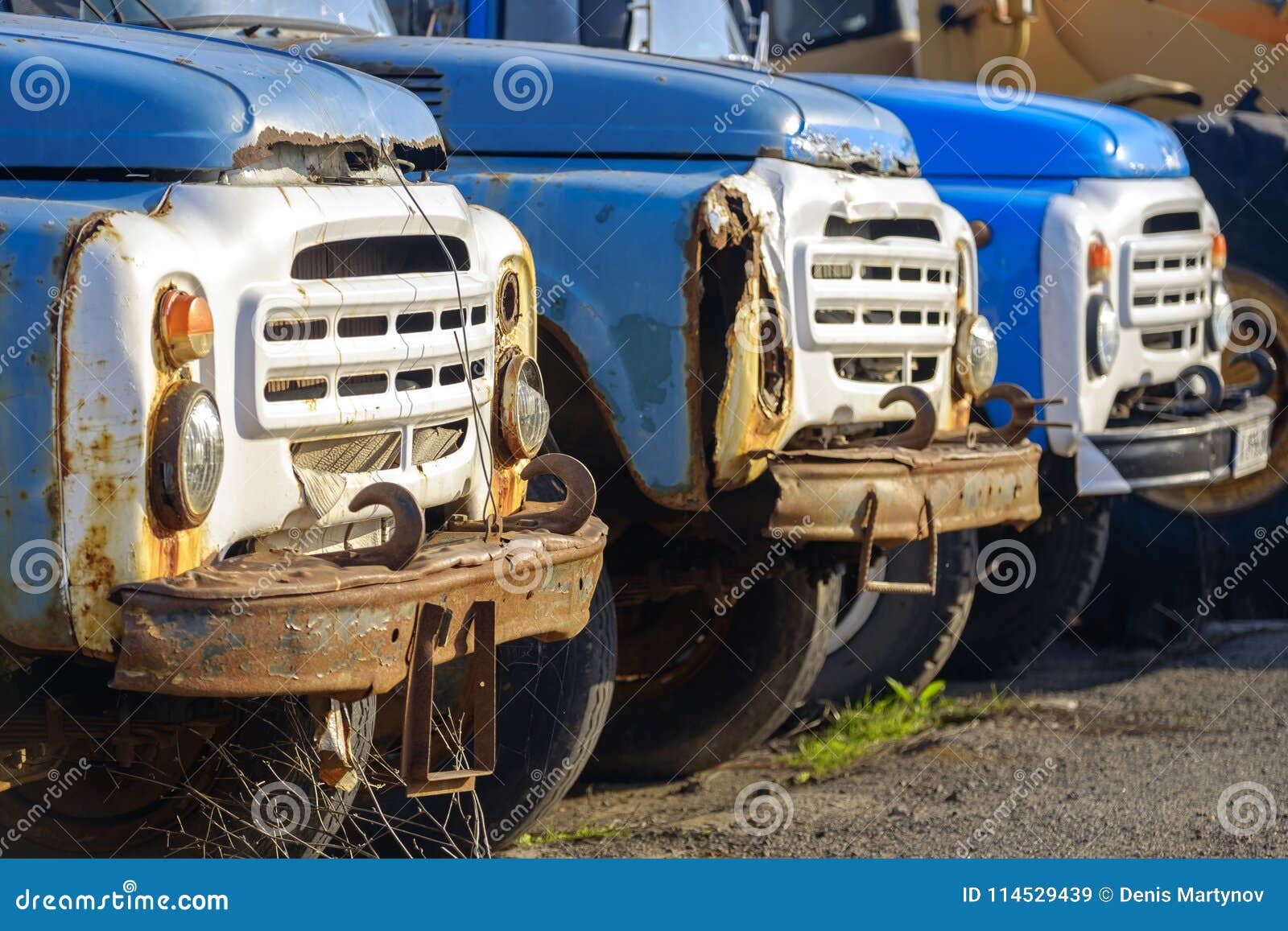 Old rusty russian trucks stock image. Image of derelict - 114529439