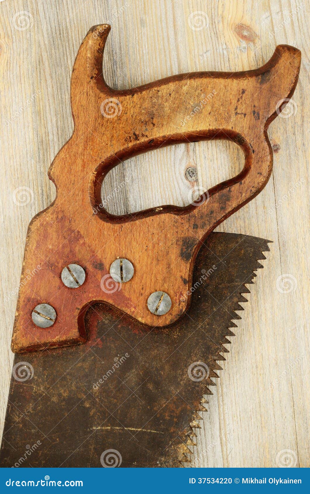 Old Rusty Saw on Wooden Background Stock Photo - Image of handsaw ...