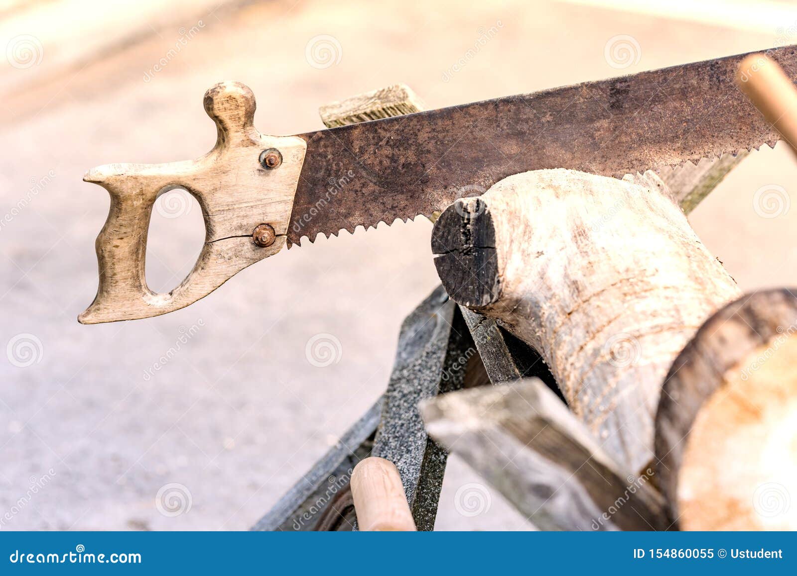 Old Rusty Saw with Wooden Handle Stock Image - Image of handle, hand ...