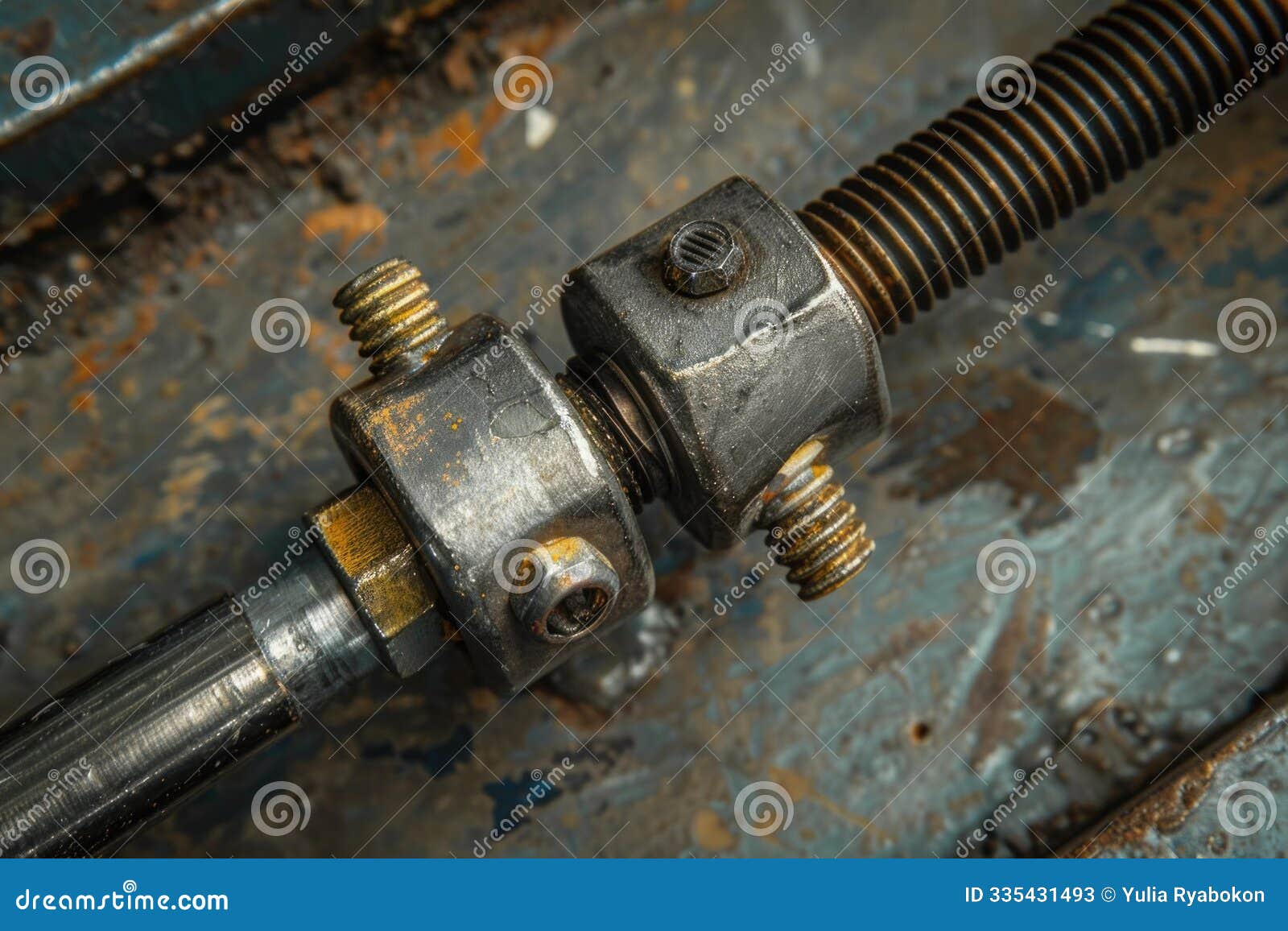 Old Rusty Thread Being Adjusted on Metal Surface Stock Image - Image of ...