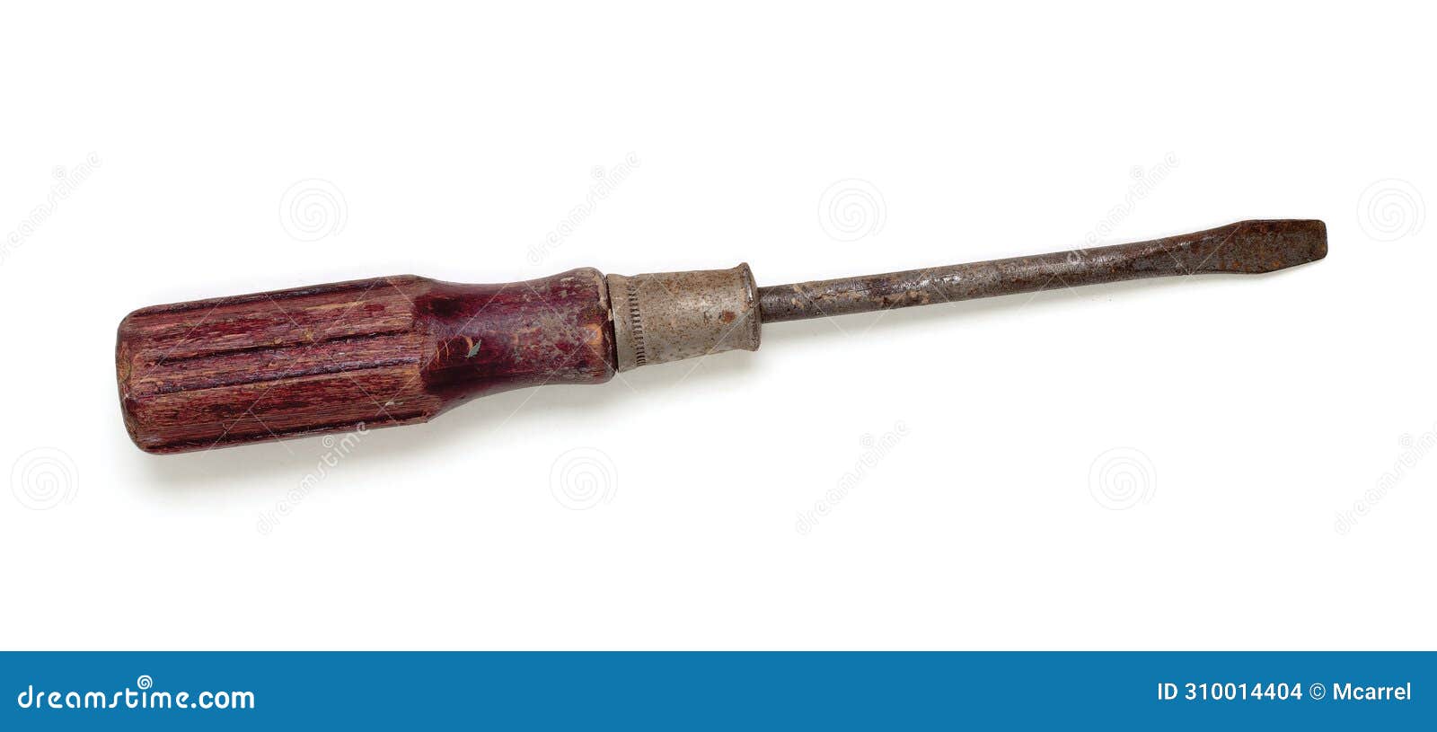 Old Rusty Screwdriver with Red Wooden Handle Isolated on White Stock ...