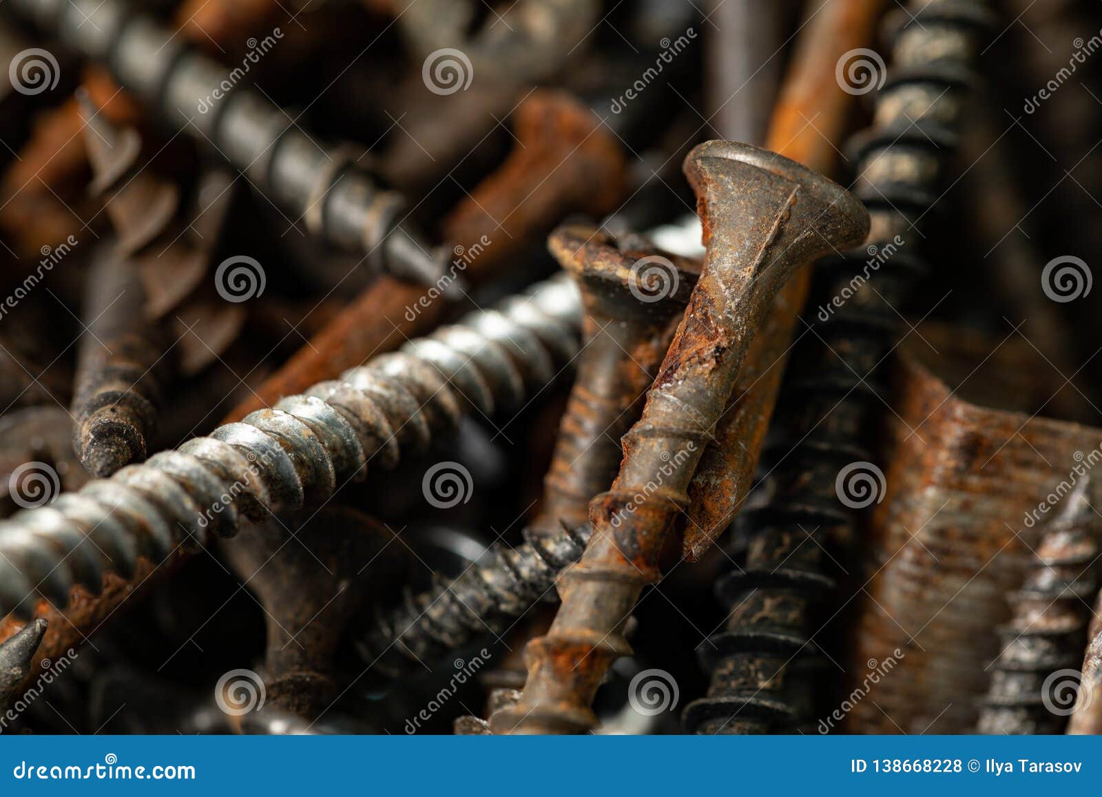 Old Rusty Screws and Nails. Background for Construction and Industry ...