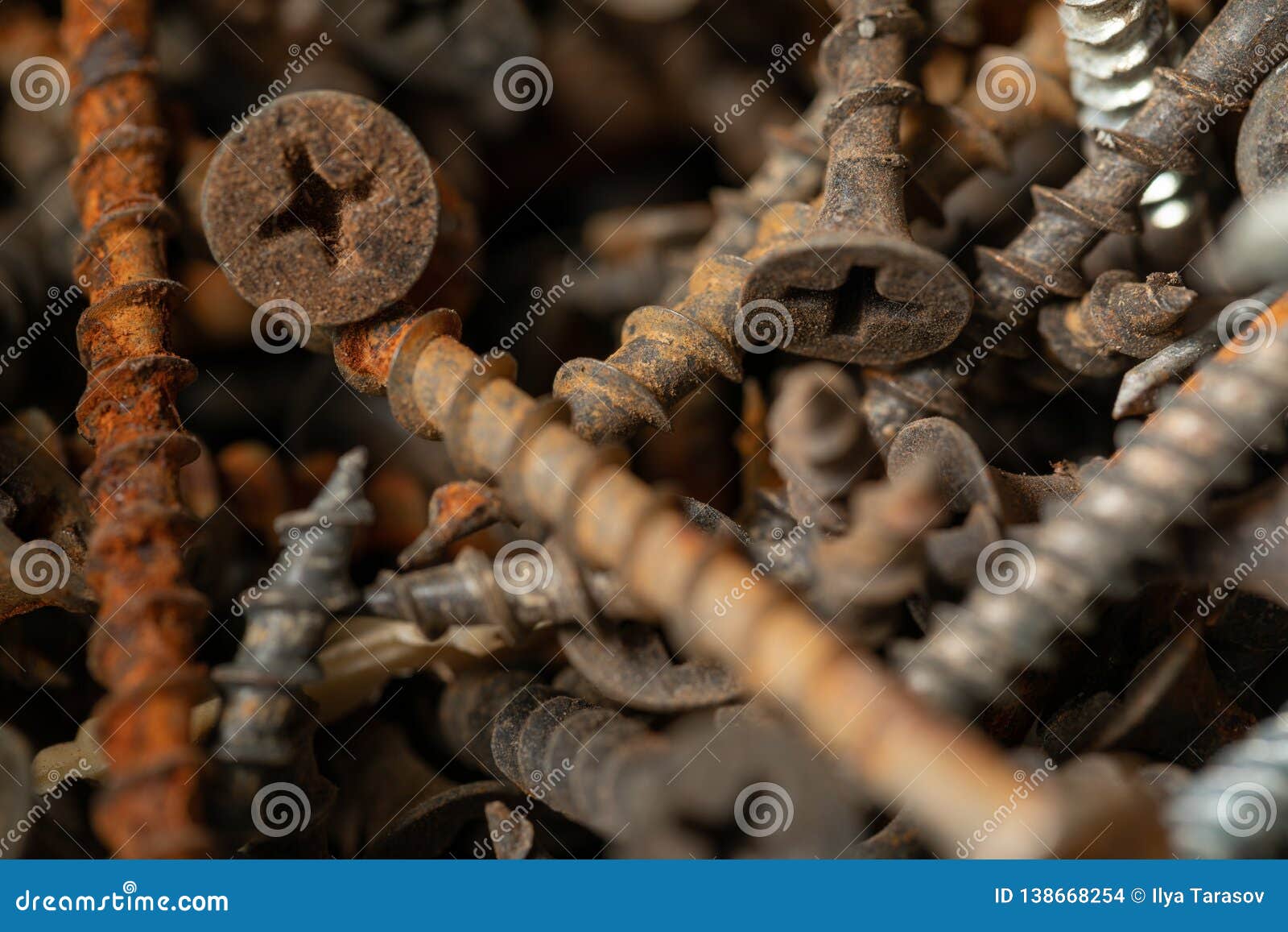 Old Rusty Screws and Nails. Background for Construction and Industry ...