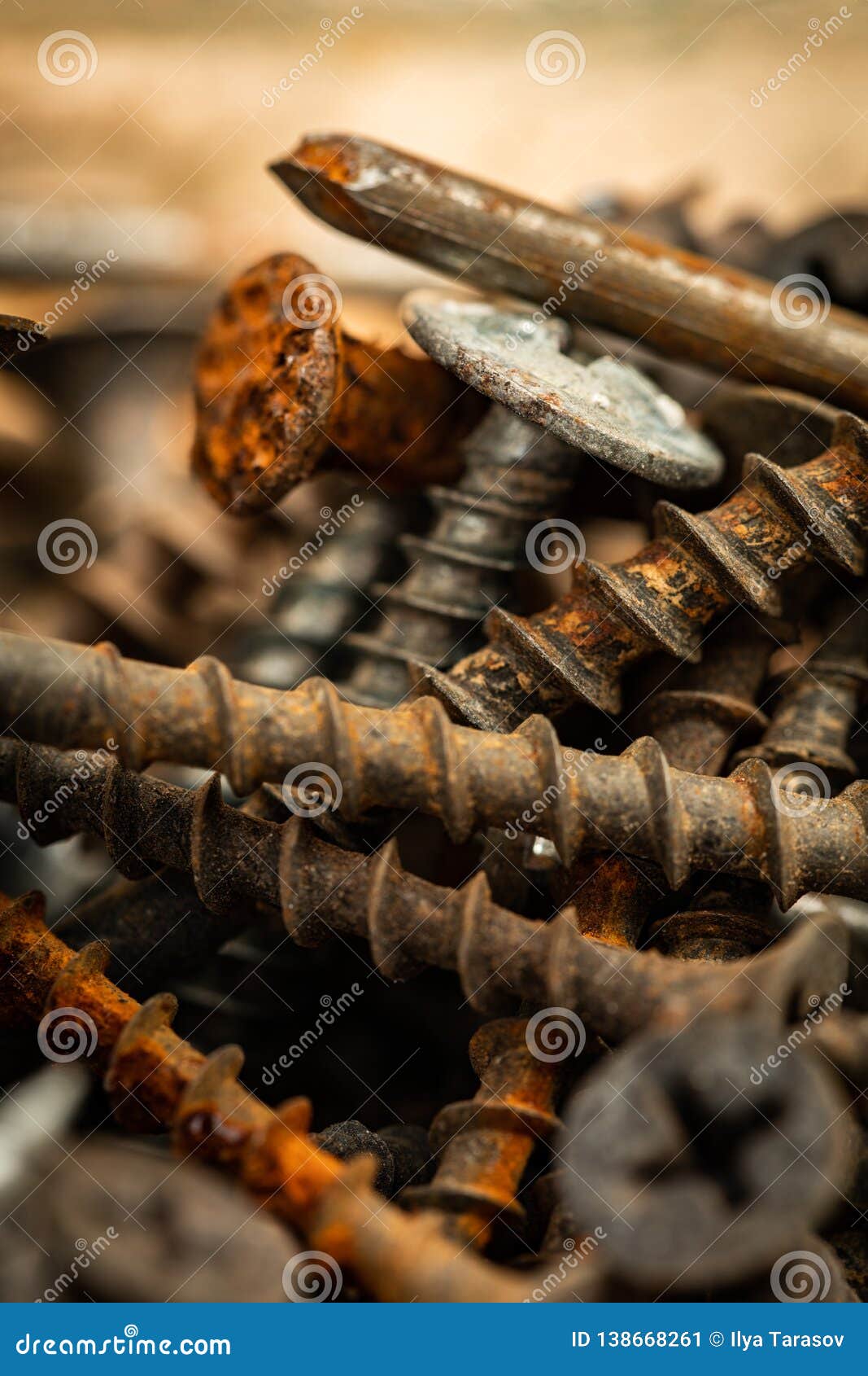 Old Rusty Screws and Nails. Background for Construction and Industry ...