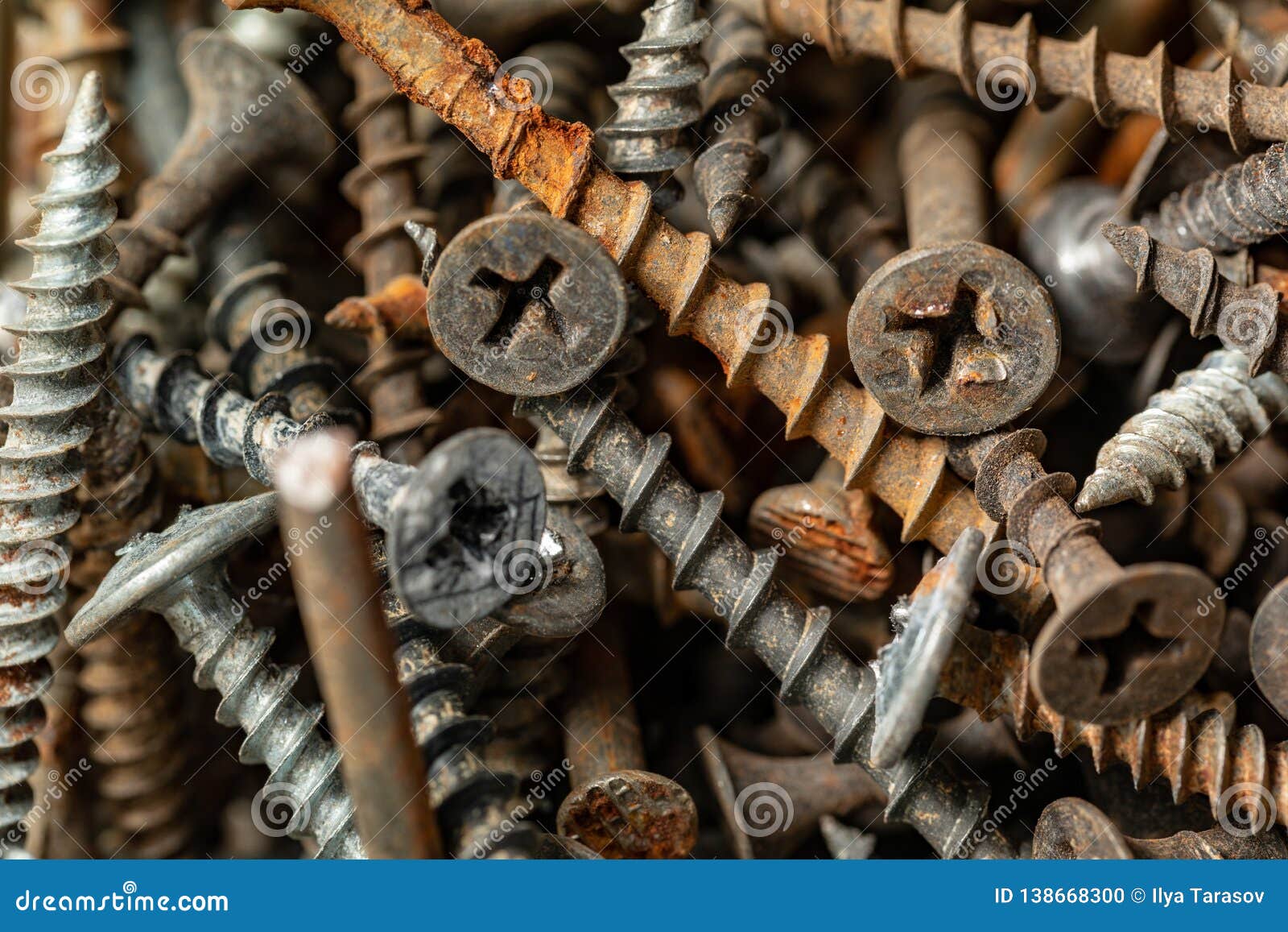 Old Rusty Screws and Nails. Background for Construction and Industry ...