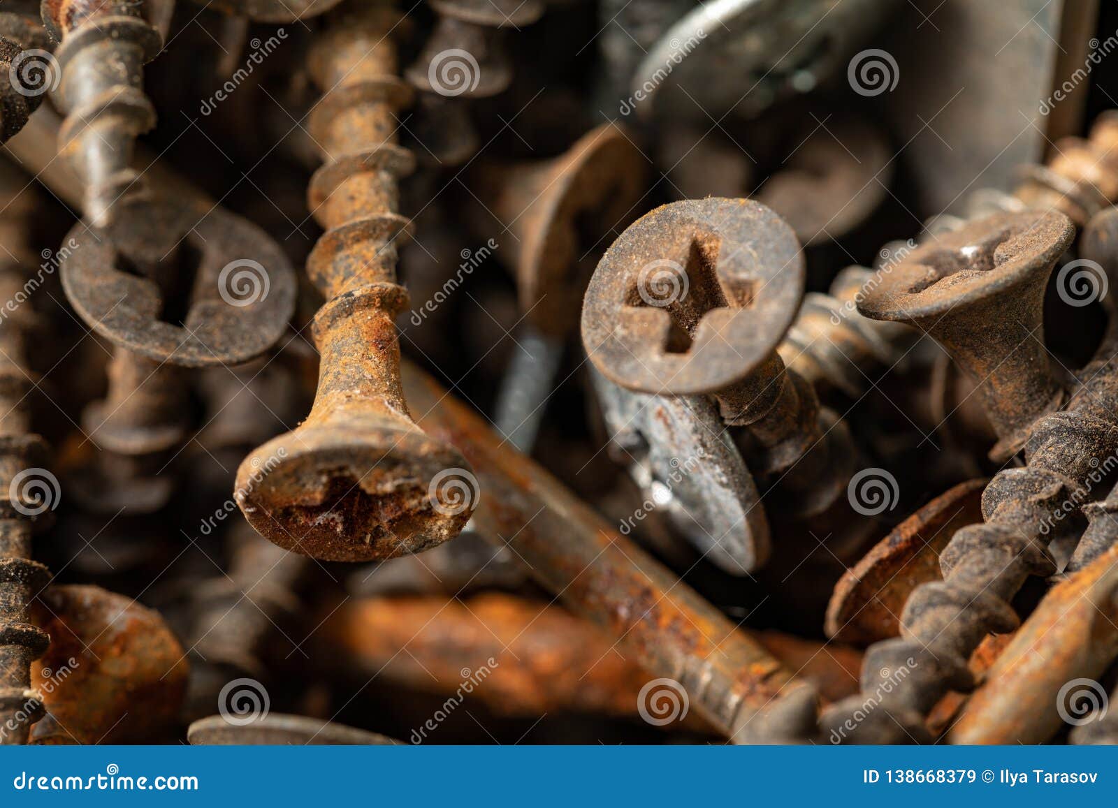 Old Rusty Screws and Nails. Background for Construction and Industry ...