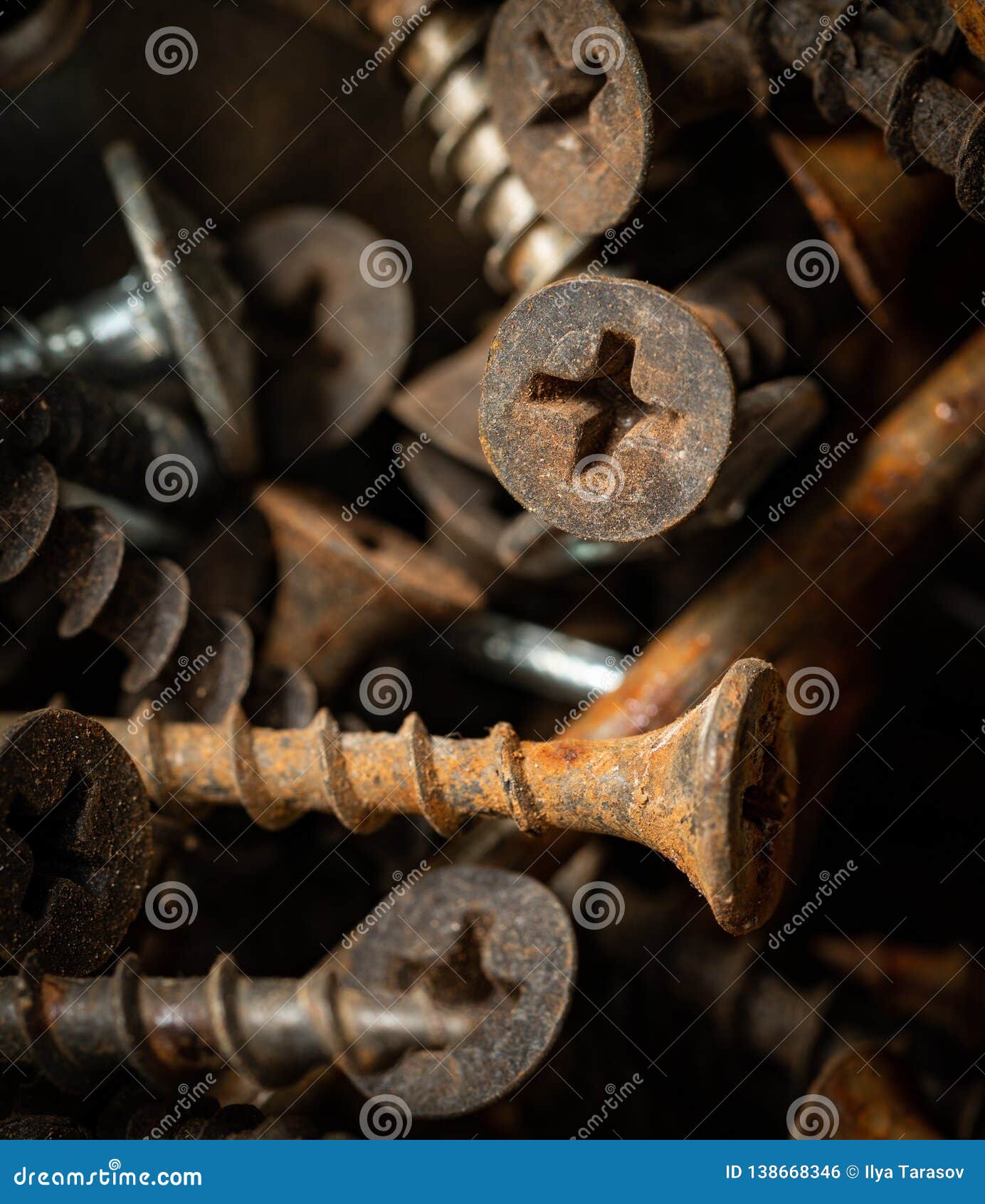Old Rusty Screws and Nails. Background for Construction and Industry ...