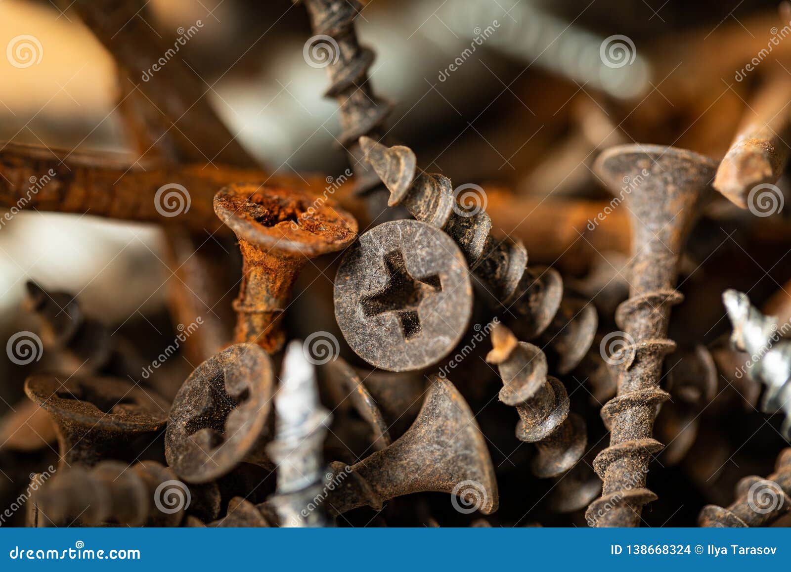 Old Rusty Screws and Nails. Background for Construction and Industry ...