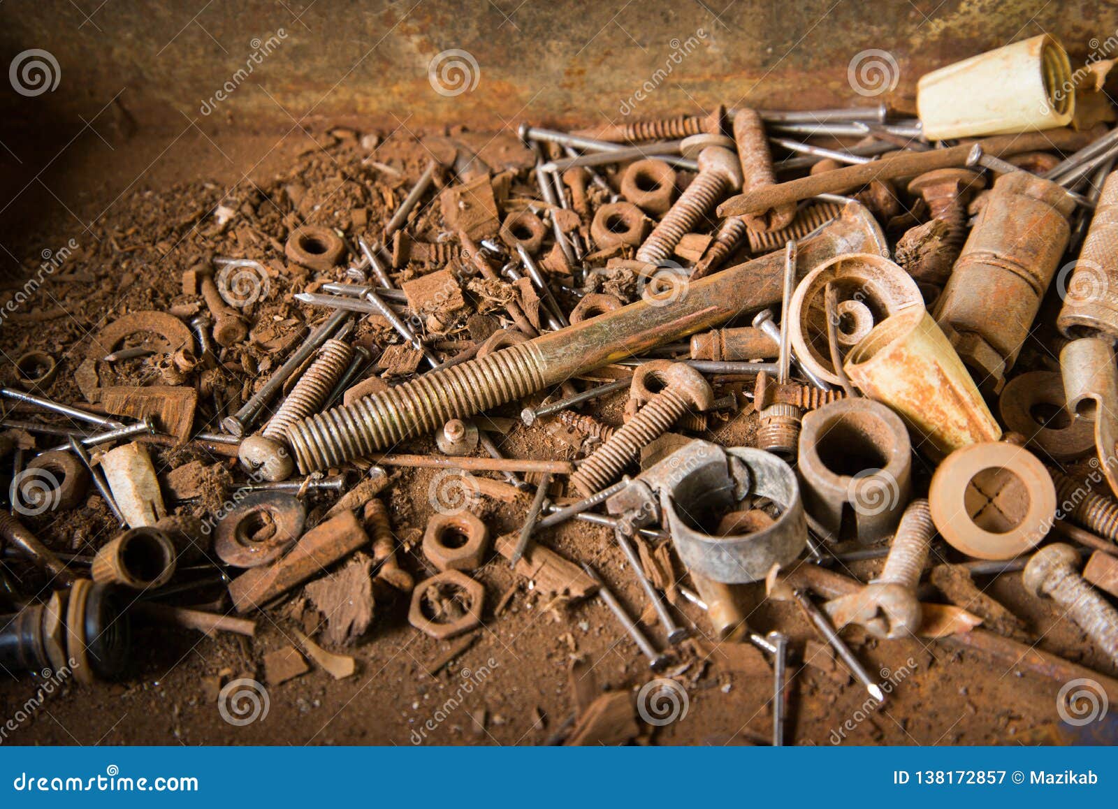 Old rusty screws and nails stock image. Image of stuff - 138172857