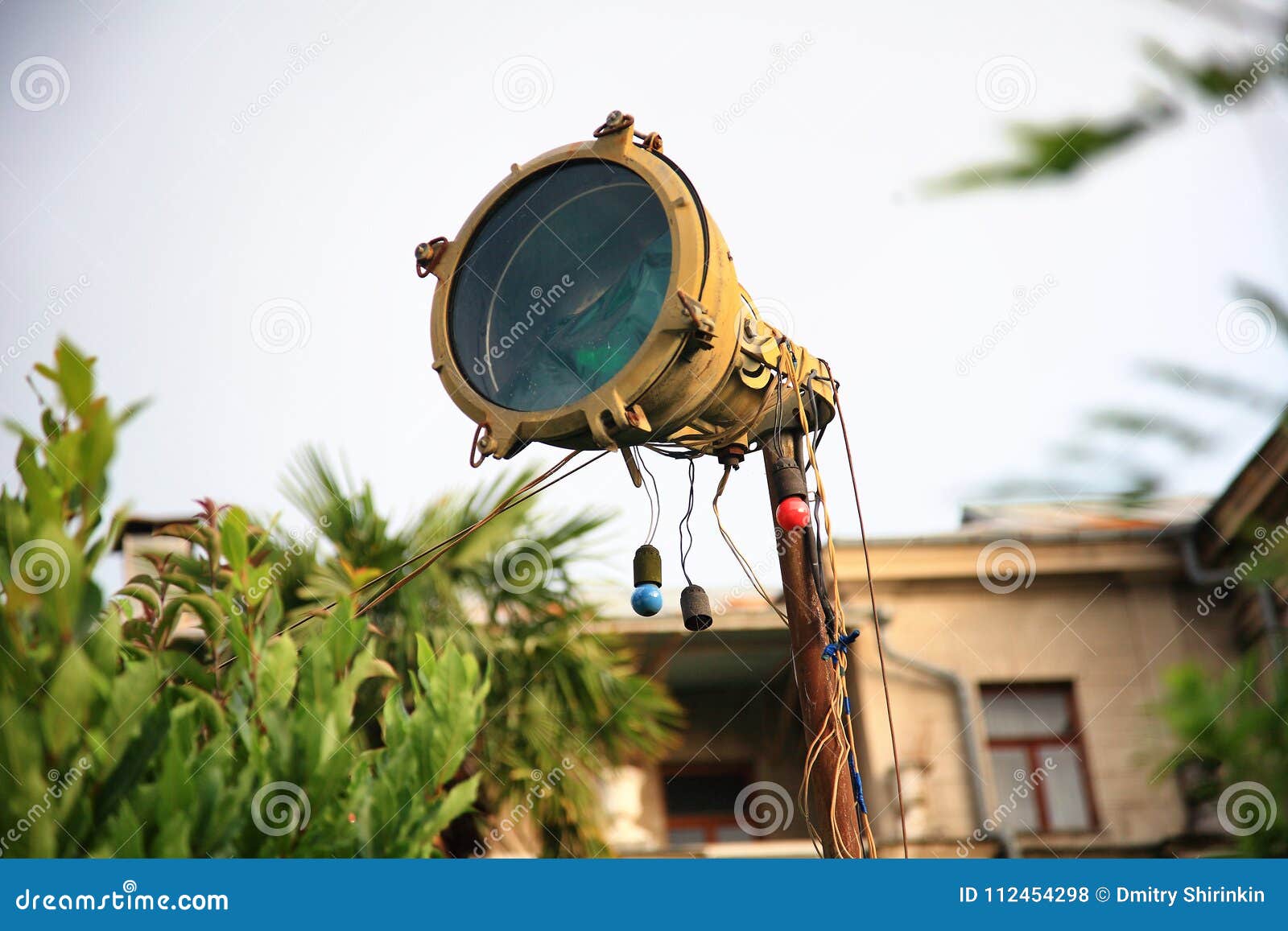 Old rusty searchlight stock photo. Image of aged, cable - 112454298