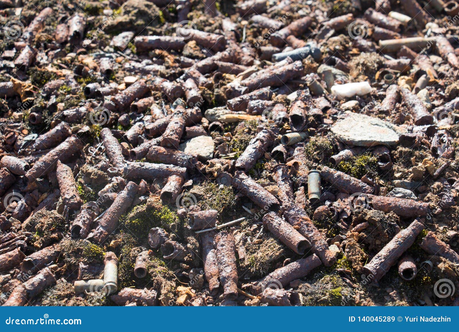 Old Rusty Shell Bullets Scattered on the Ground Stock Image - Image of ...