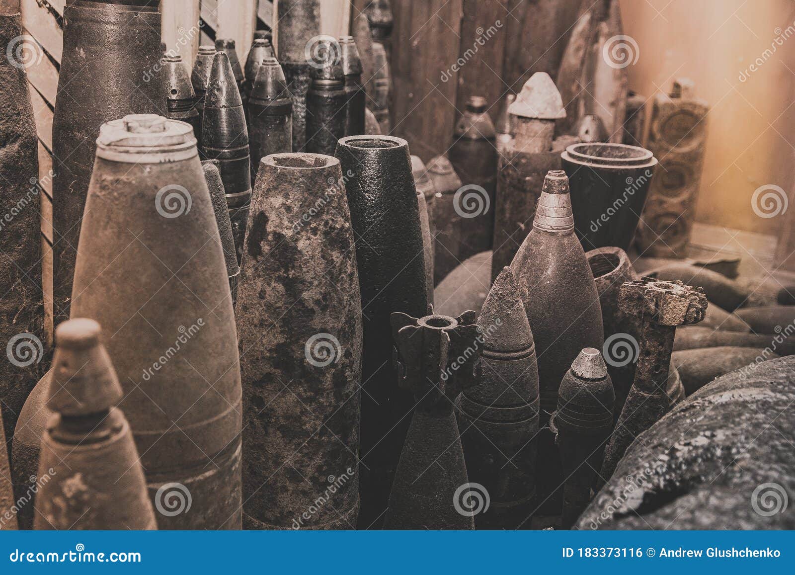 Old Rusty Shells from World War II Stock Photo - Image of bomb, weapon ...